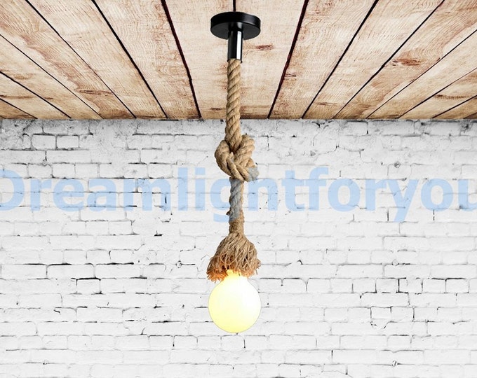 Rustic Rope Pendant Lights - Custom Handmade Lengths - Antique Edison ...
