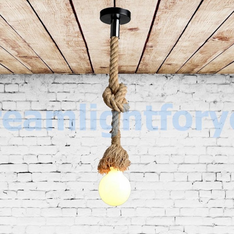 Black Rope Pendant Light - Etsy