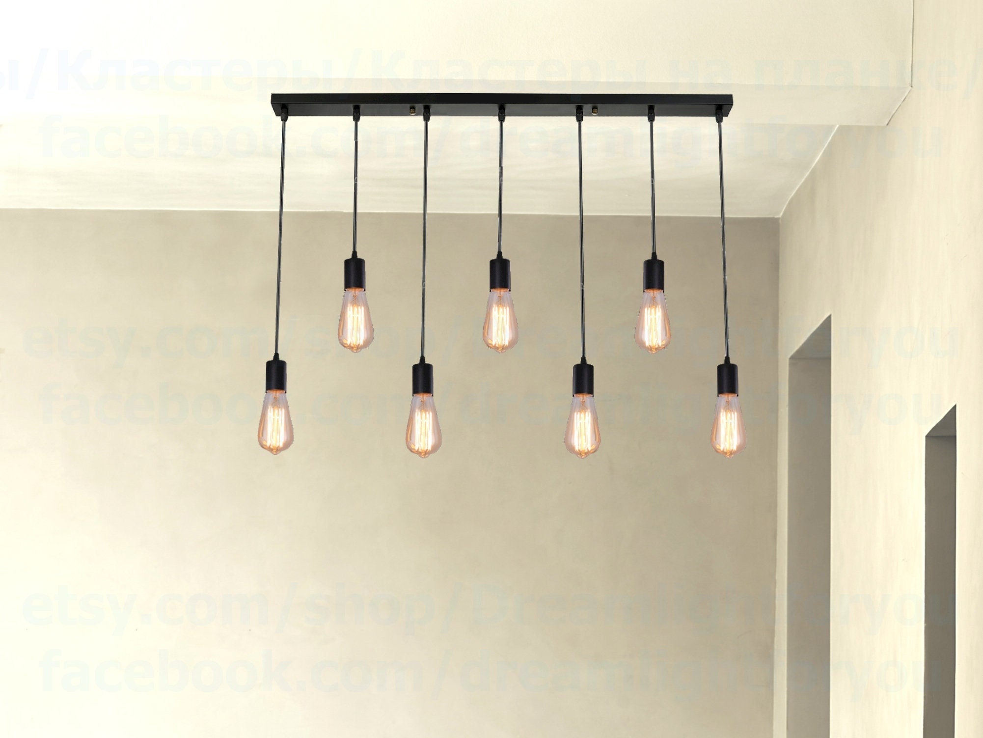 Multi Light Linear Ceiling Pendant Light 3 5 7 Light Ceiling - Etsy