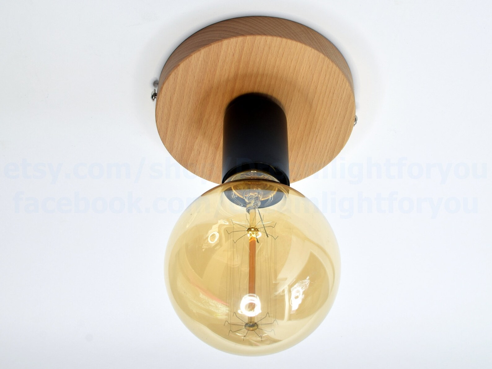 Wooden / Steel Sconce / Ceiling Light Fixture Wooden Lighting Bedside ...