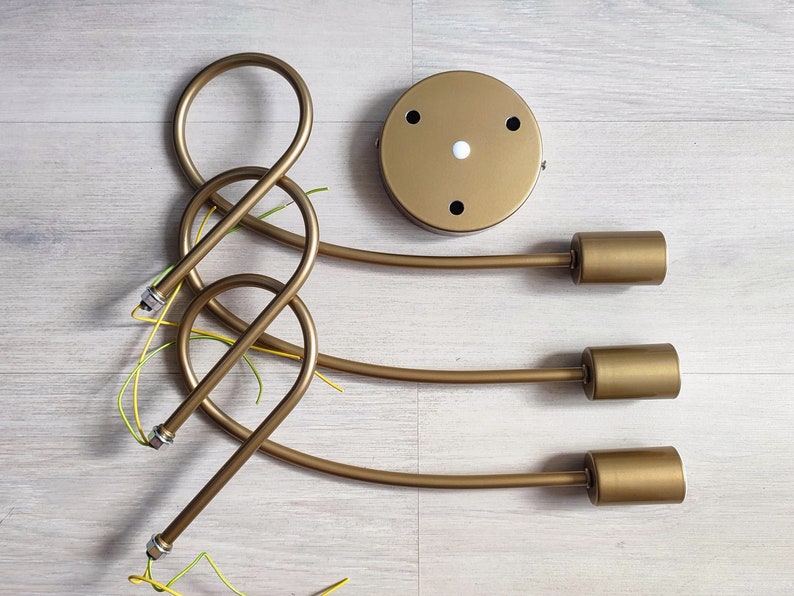 Golden Triple Ceiling Light Fixture 3 Light Chandelier Semi - Etsy