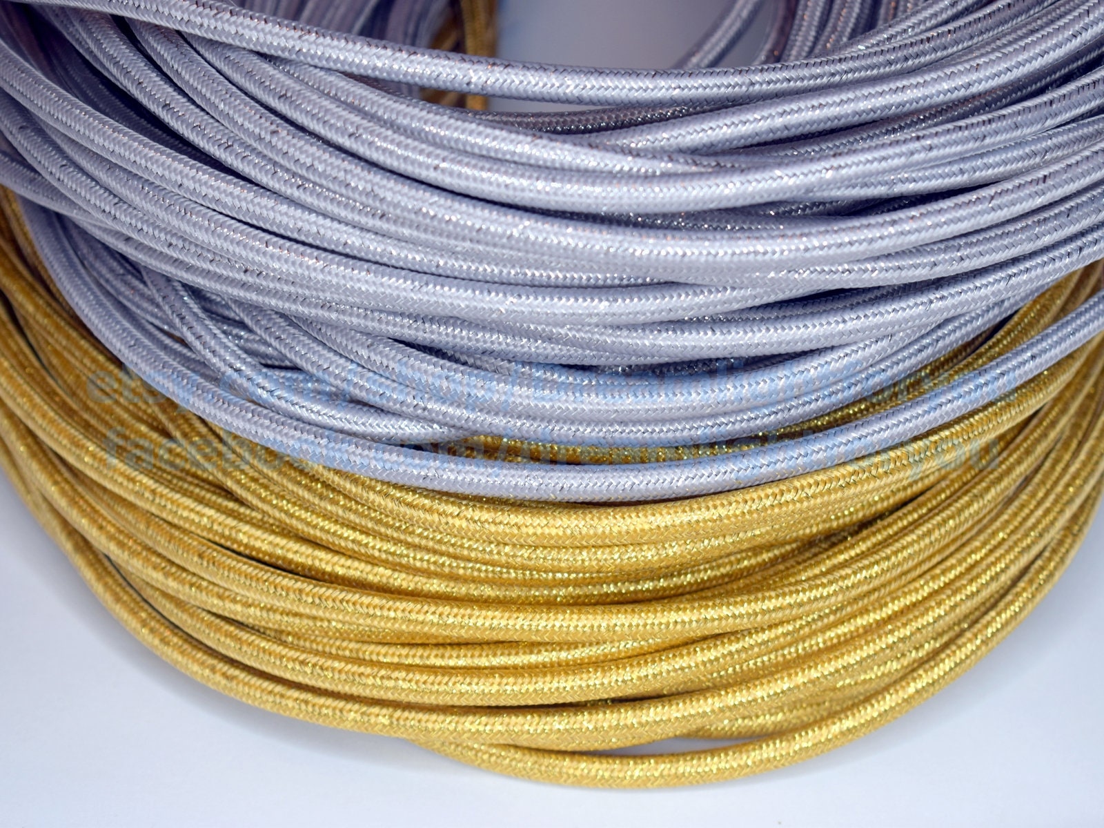 Sparkling Lamp Cord Glitter Gold Cloth Covered Wire Silver Golden ...
