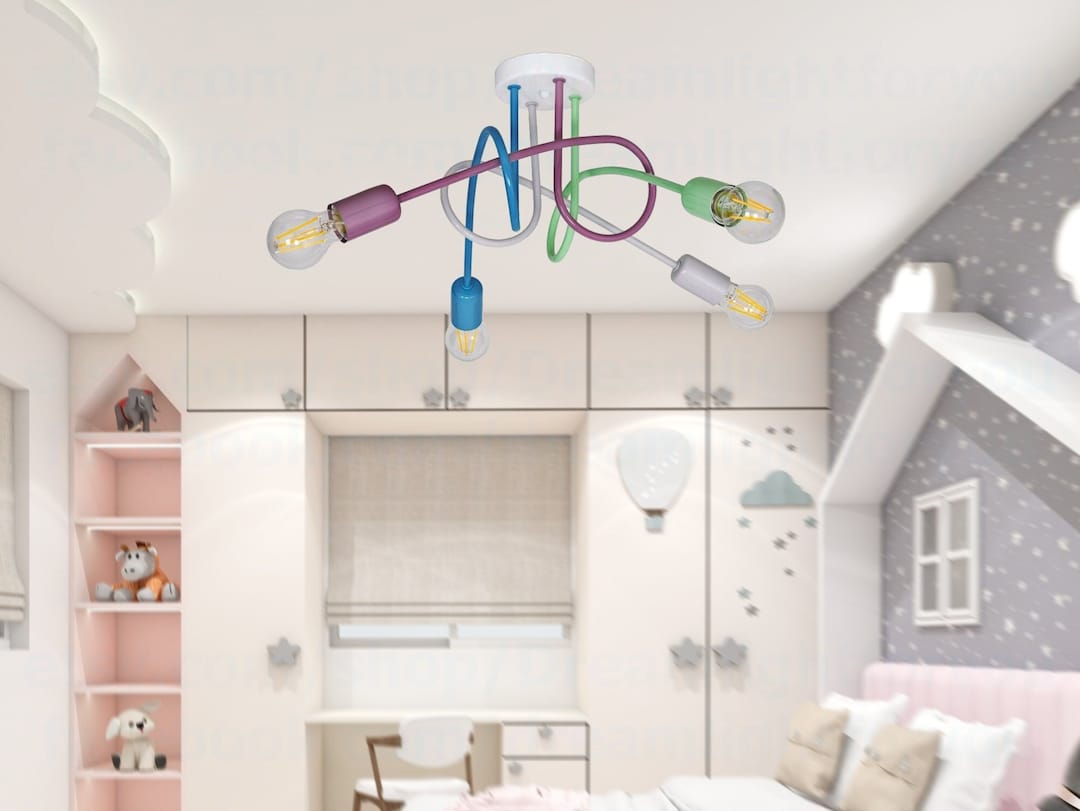 Colorful Semi Flush Mount Ceiling Light Kids Ceiling Light Fixture ...