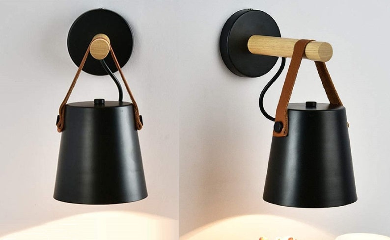 Wooden Wall Lamp Black Minimalist Wall Sconce Light Wall Light Vintage ...