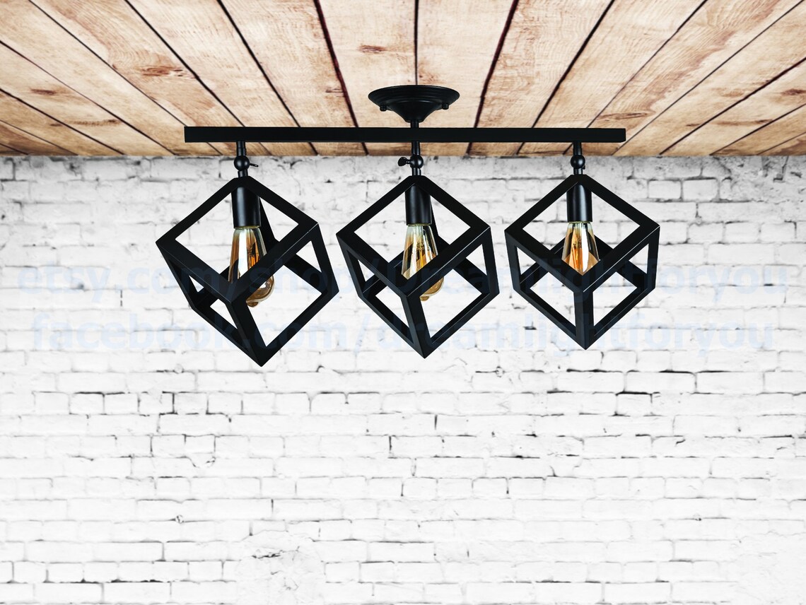 Triple Pyramid Flush Mount Ceiling Light Ceiling Lighting - Etsy