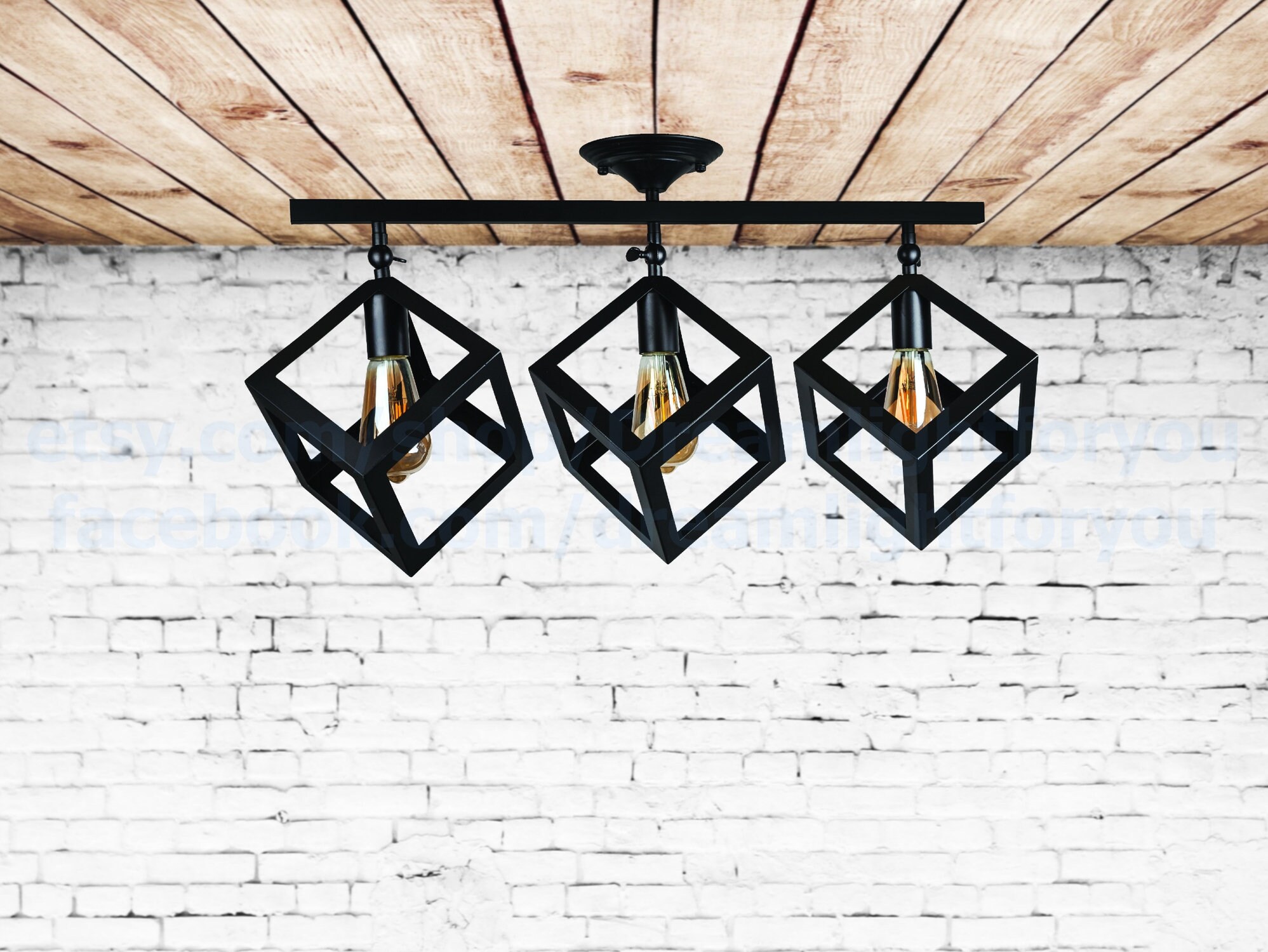 Triple Pyramid Flush Mount Ceiling Light Ceiling Lighting - Etsy