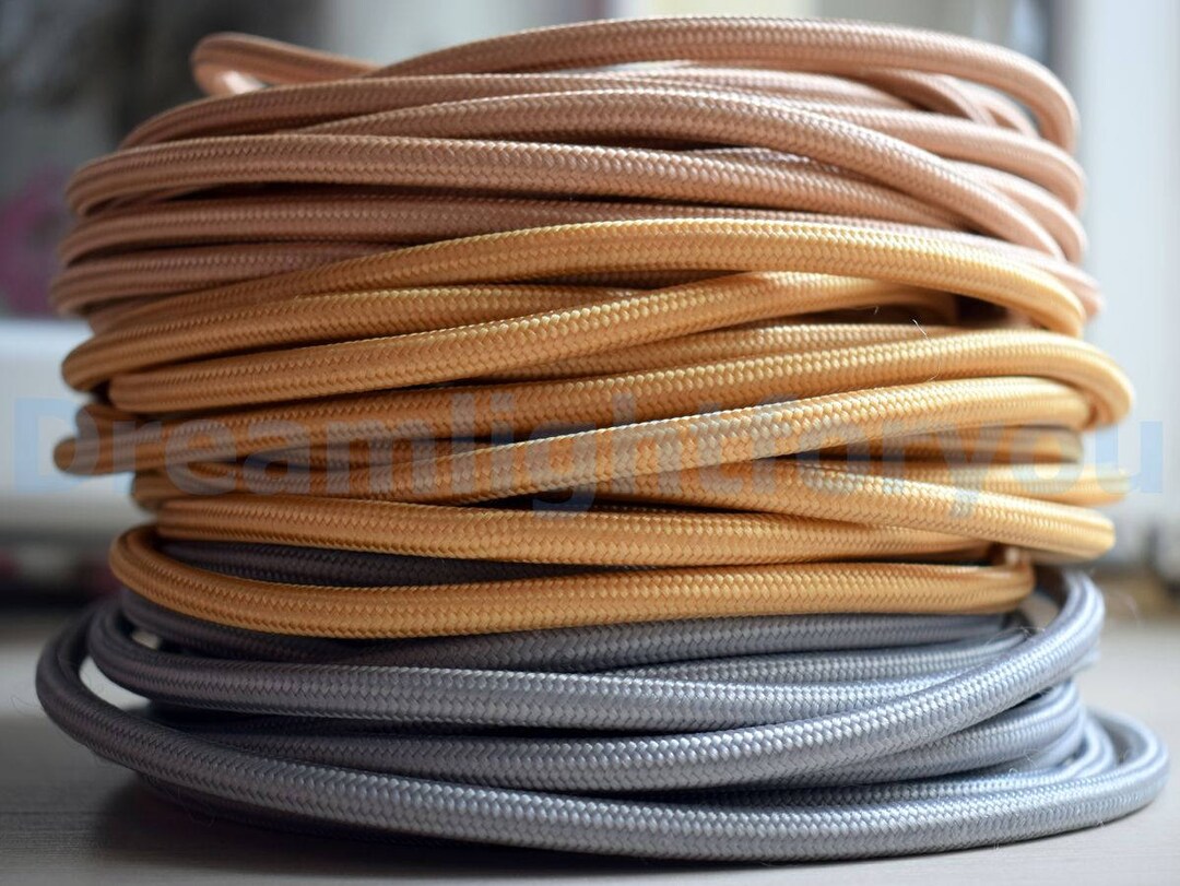 Gold Silver Cocoa Textile Cable 1-25m (3-80ft) Fabric Covered Wire ...