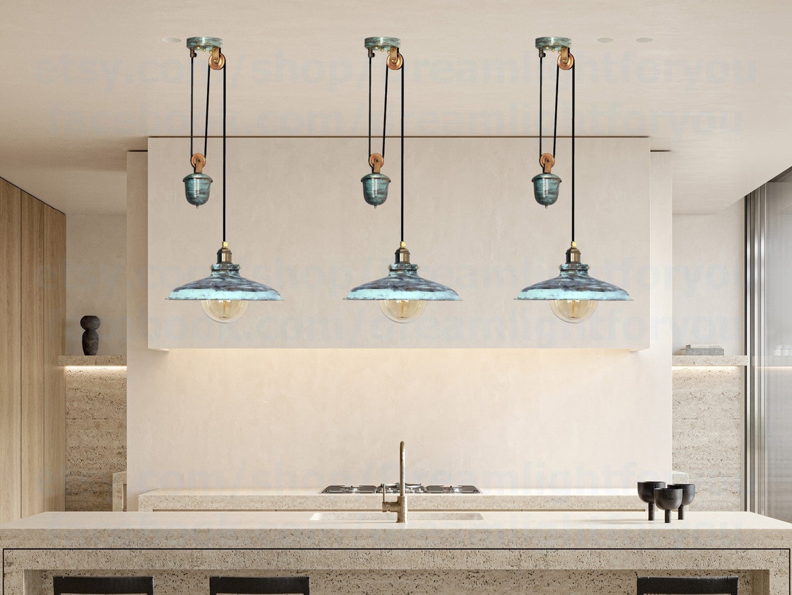 Brass Pulley Pendant Light Counterweight Light Rise and Fall Pendant ...
