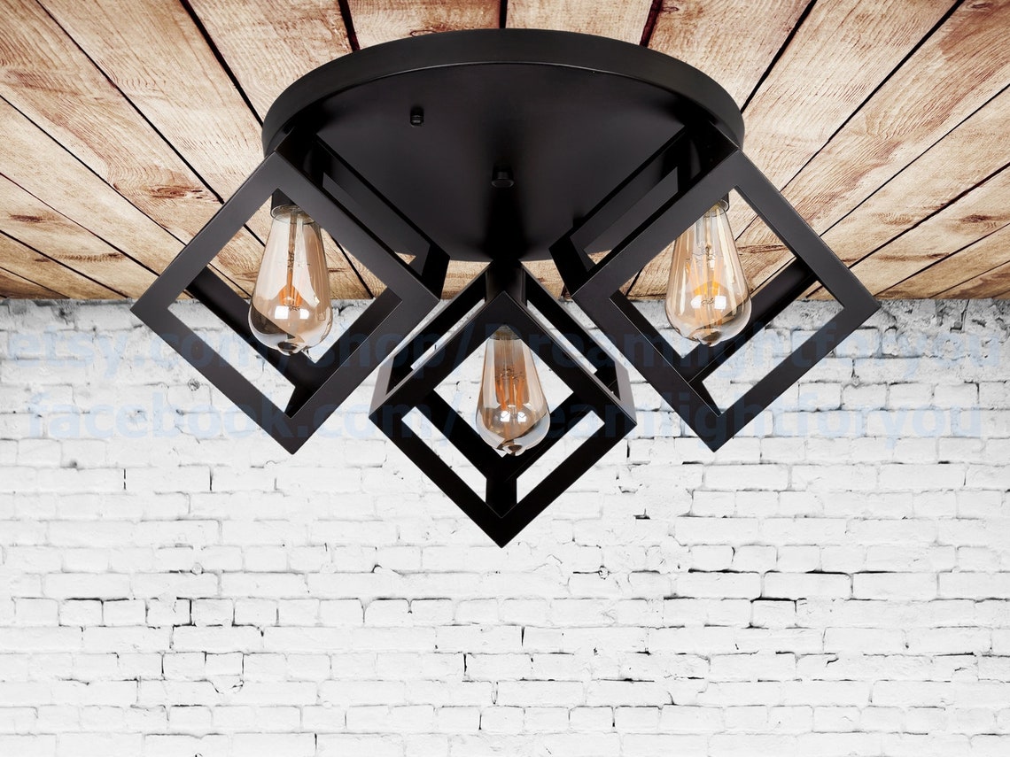 3-ceiling Light Fixture Multi-light Flush Fixture Ceiling - Etsy