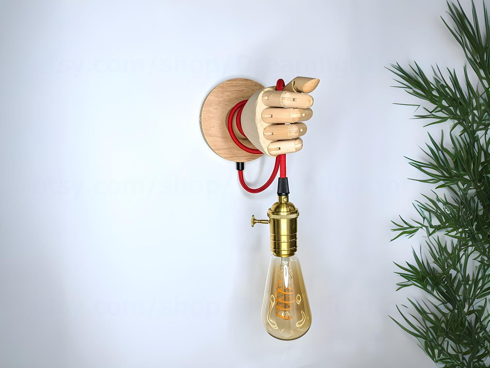 Wooden Hand Wall Sconce Light Quaint Wall Light Original Lighting ...