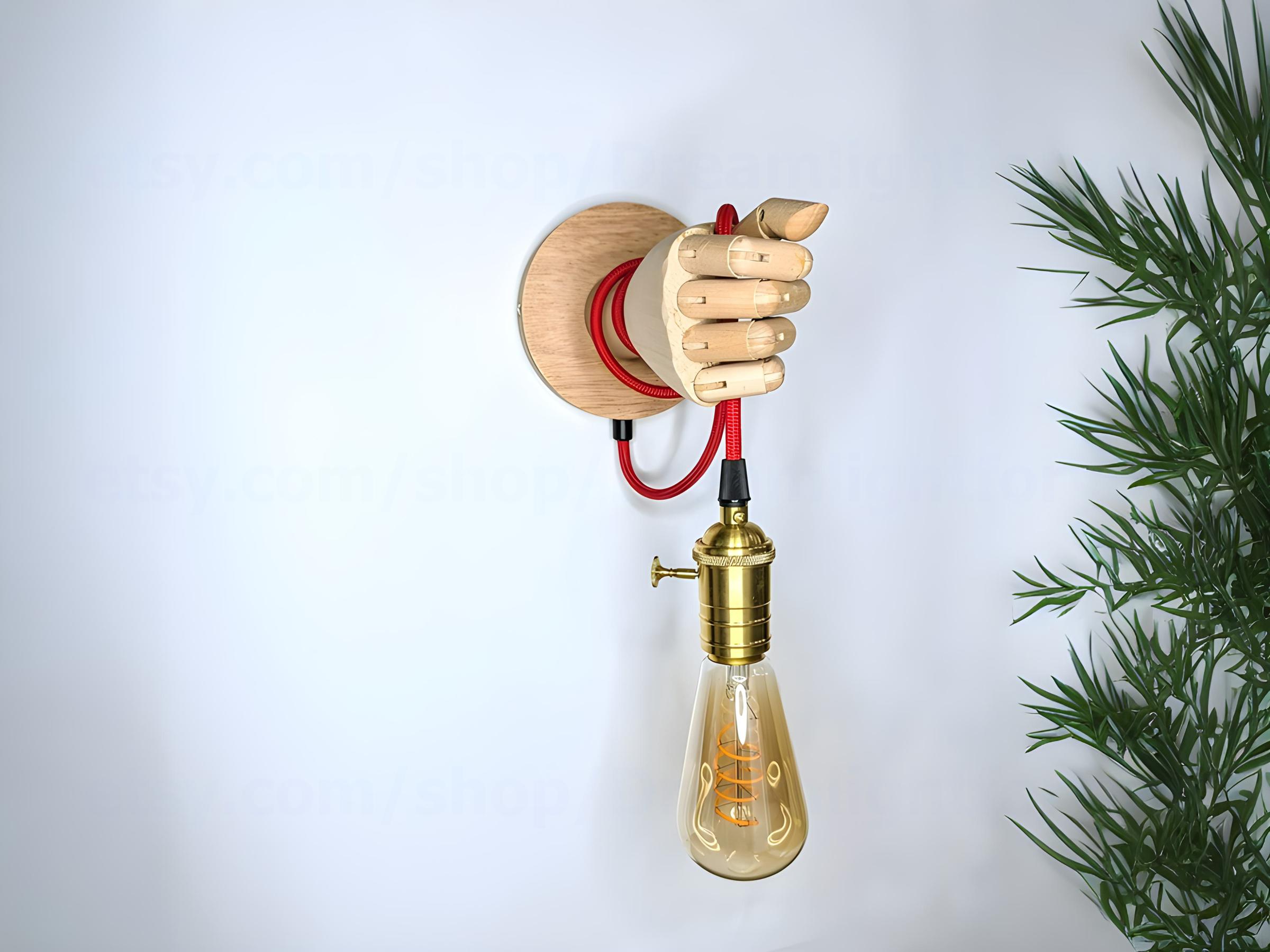 Wooden Hand Wall Sconce Light Quaint Wall Light Original Lighting ...