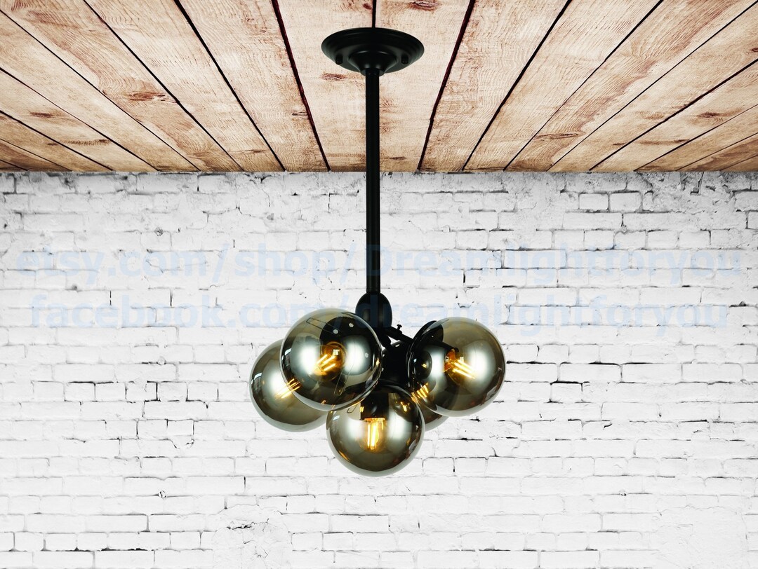 5-plafonds Pendant Chandelier Multi-light Black Chandelier 5-head ...