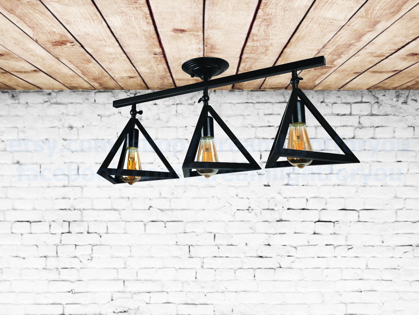 Triple Pyramid Flush Mount Ceiling Light Ceiling Lighting - Etsy