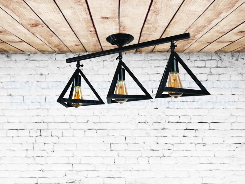 Triple Pyramid Flush Mount Ceiling Light Ceiling Lighting - Etsy