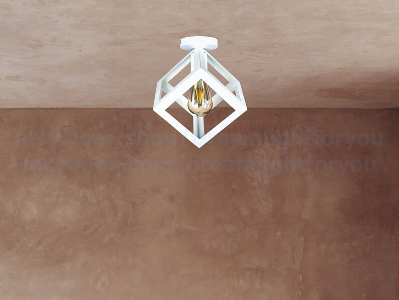 White Cube Ceiling Light Fixture Flush Mount Lighting Pendant - Etsy