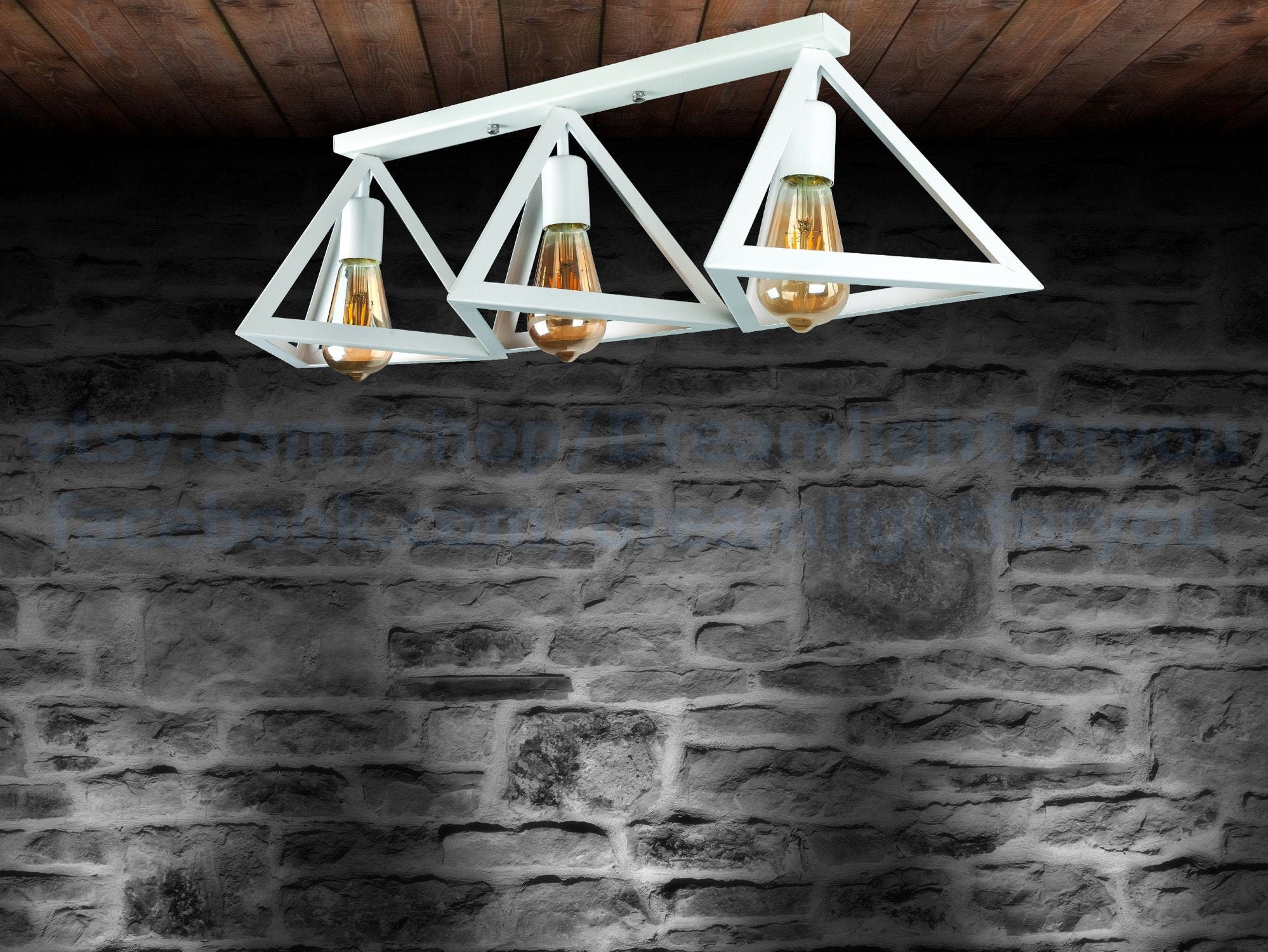 Triple Pyramid Flush Mount Ceiling Light Ceiling Lighting - Etsy