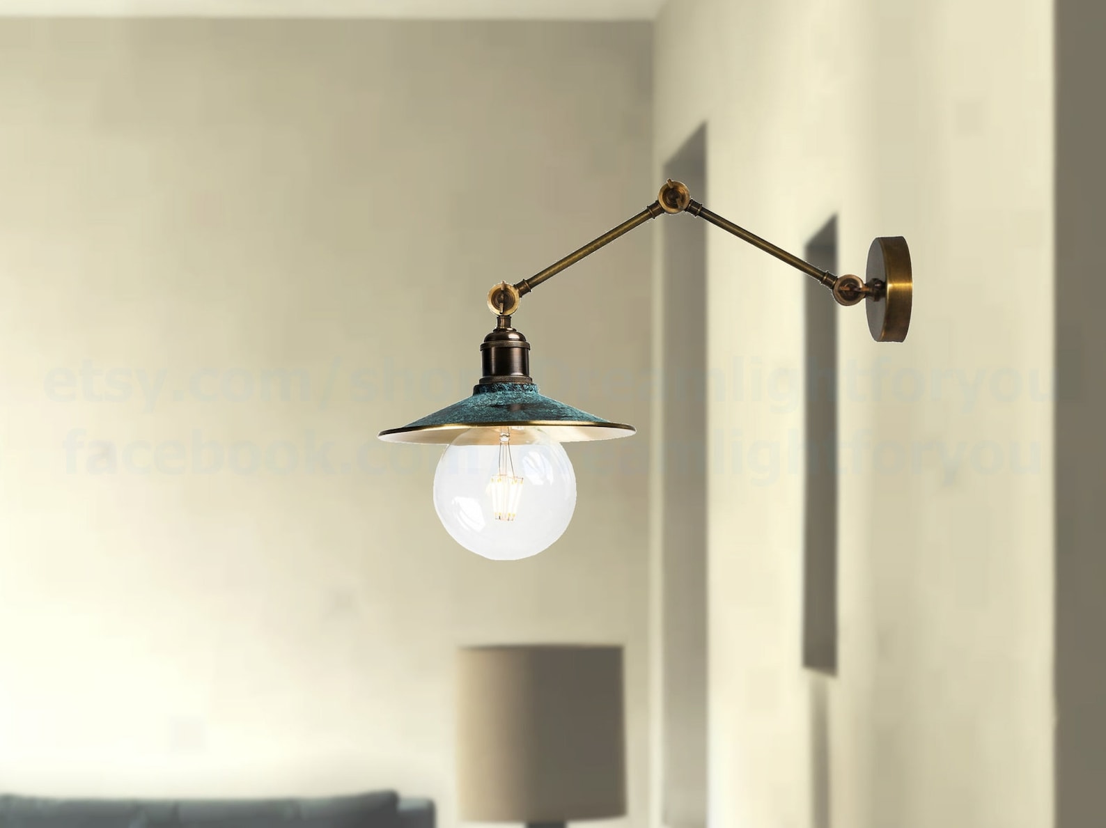 Swing Arm Lights Green Patina Brass Adjustable Arm Sconce Wall | Etsy