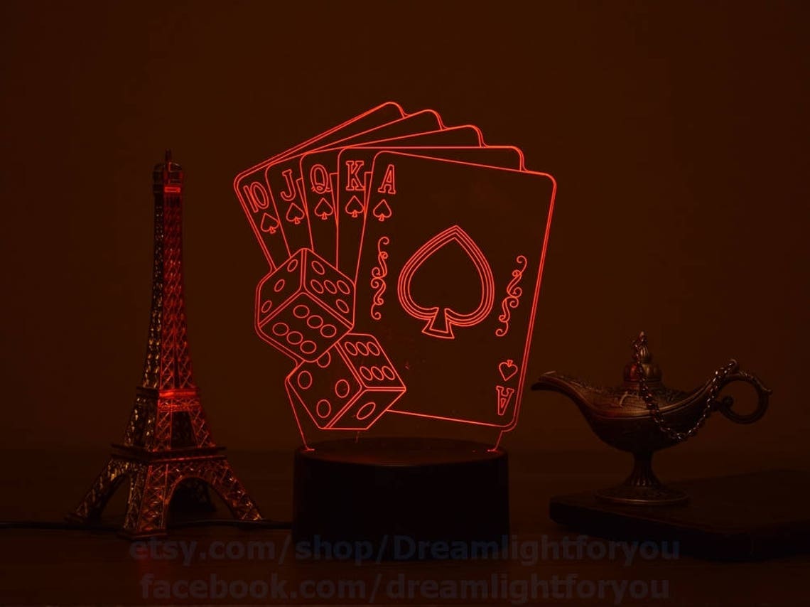 Poker Night Lamp Illusion Light LED Night Light Las Vegas | Etsy