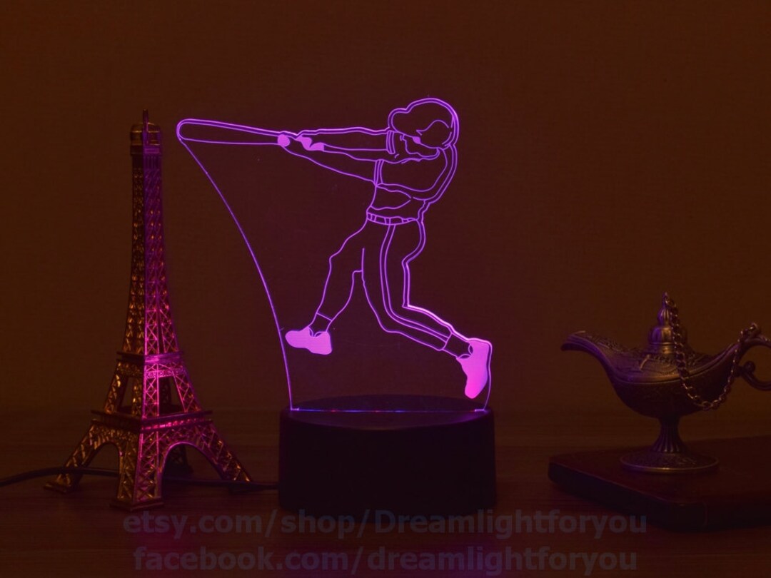 Baseball Player 3D Night Lamp Baseball Gift Illusion Light MLB Night ...