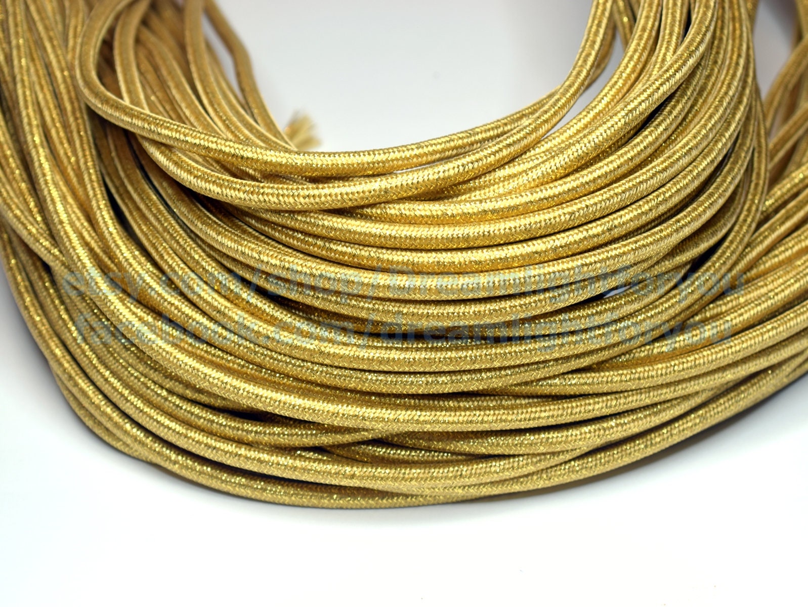 Sparkling Lamp Cord Glitter Gold Cloth Covered Wire Silver Golden ...