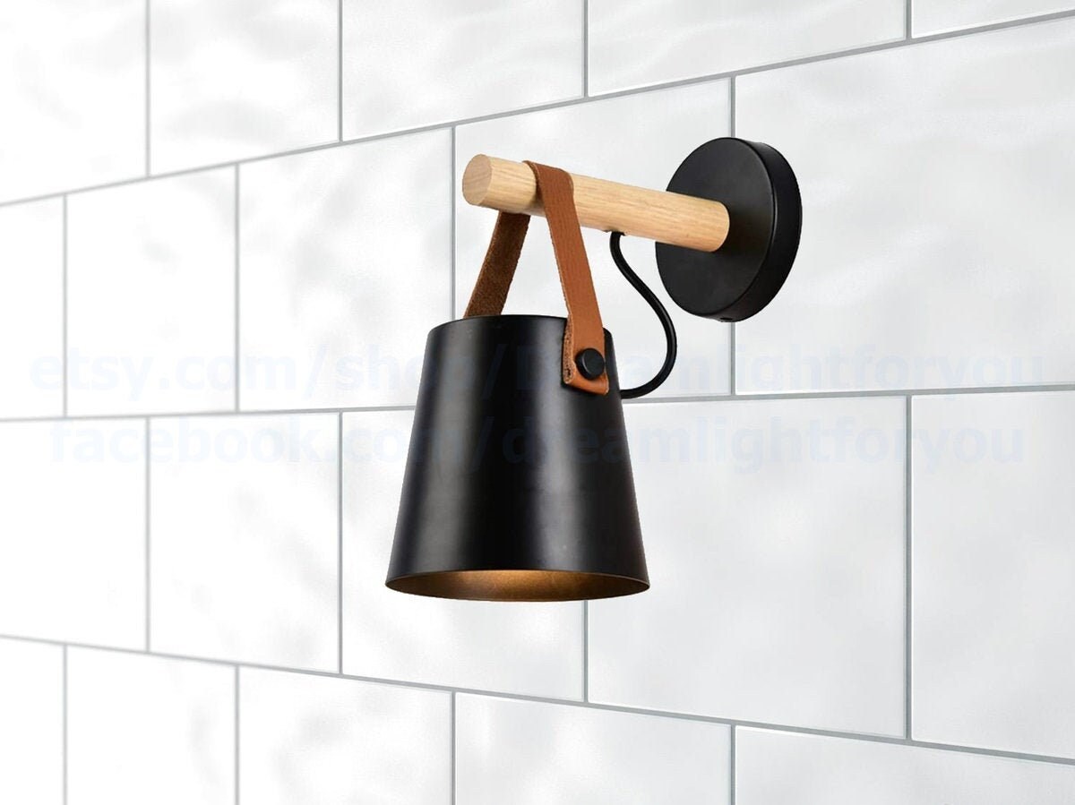 Wooden Wall Lamp Black Minimalist Wall Sconce Light Wall Light Vintage ...