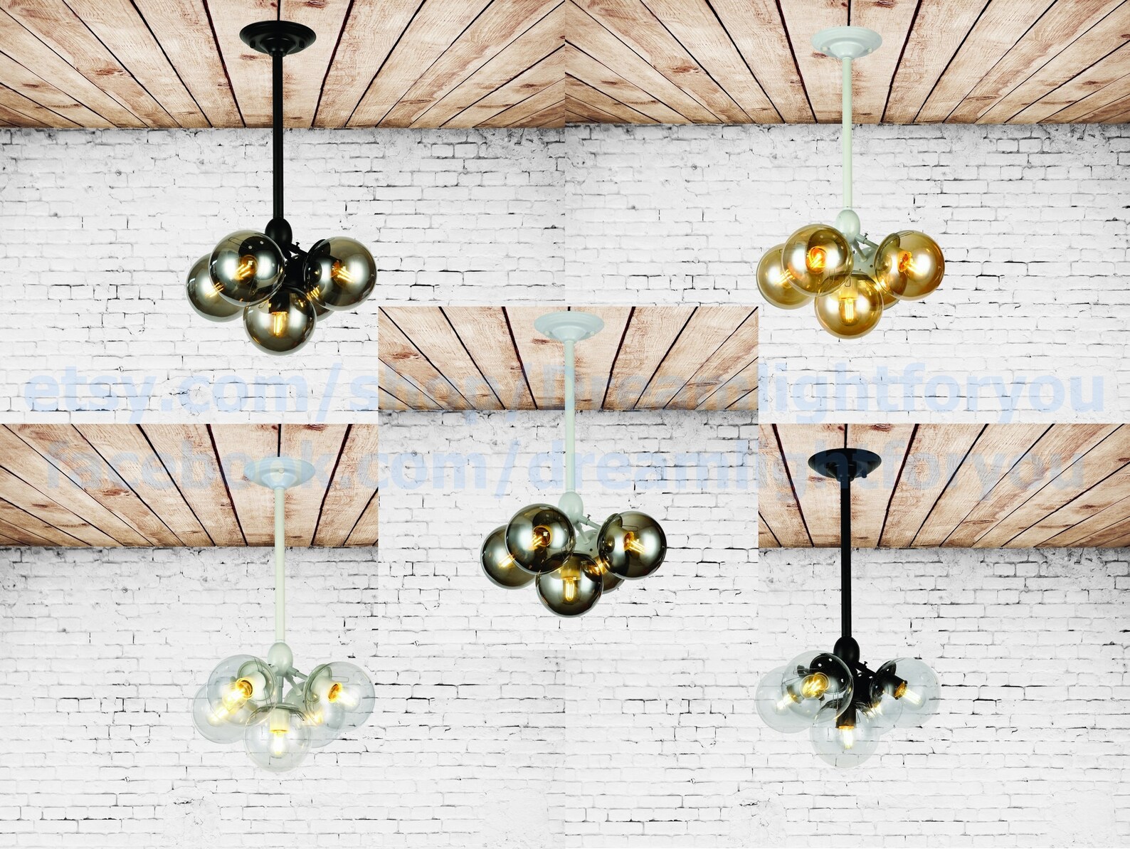 5-plafonds Pendant Chandelier Multi-light Black Chandelier 5-head ...