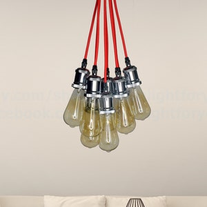 Chrome Chandelier Light Bespoke Cluster 10 Pendant Lights Bare Bulb ...