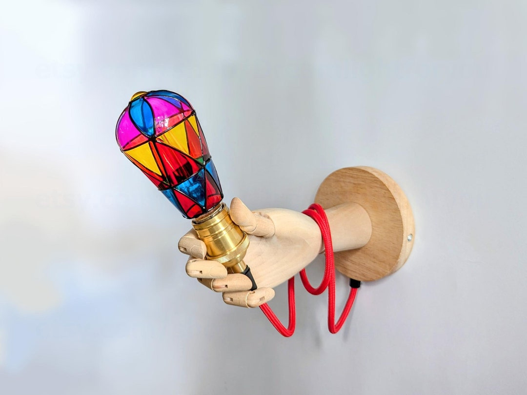 Wooden Hand Modern Wall Light Quaint Wall Sconce Light Plug in Wall ...