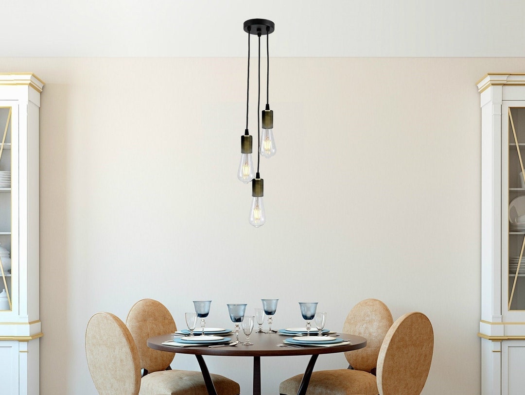 3 Light Pendant Cluster Pendant Light Bare Bulb Pendant - Etsy