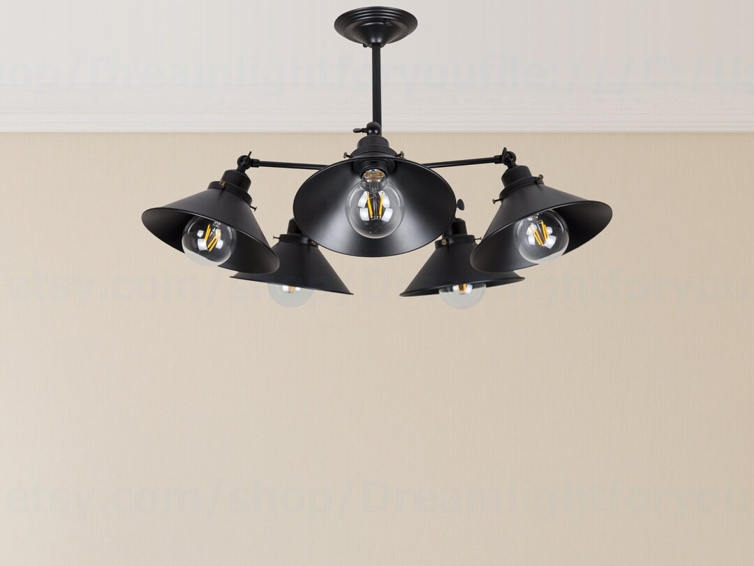 Conic Lamp Shade 5 Light Chandelier Black Conical Light Shade Conic ...