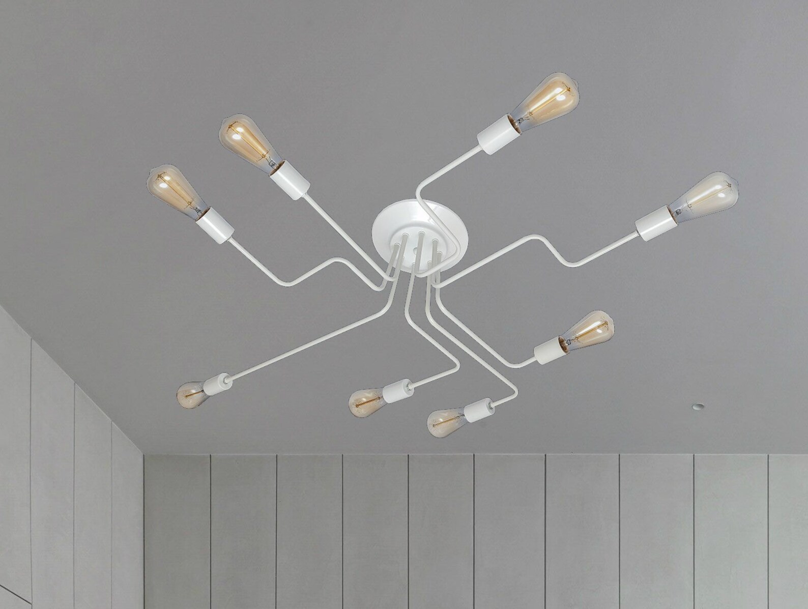 8-lights White Ceiling Chandelier Spider Chandelier Pendant | Etsy