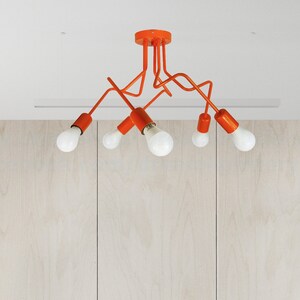 Five Head Semi Flush Fixture Blue Five Arms Ceiling Light Fixture 5 ...