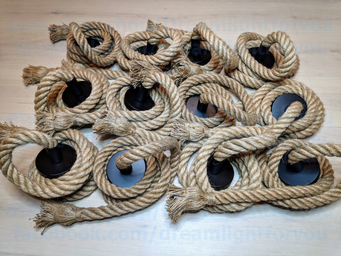 Hemp Rope Pendant Light With Knot Nautical Lighting Manila | Etsy