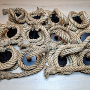 Hemp Rope Pendant Light With Knot Nautical Lighting Manila Rope Lamp ...