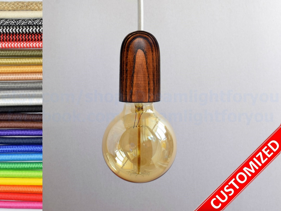 Dark Wood Light Socket Pendant Light Hanging Light Socket Wooden ...