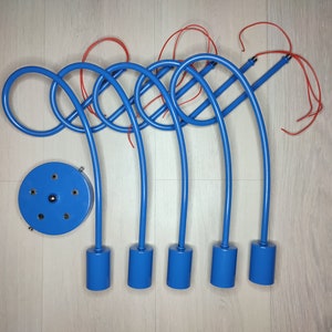 Five Head Semi Flush Fixture Blue Five Arms Ceiling Light Fixture 5 ...