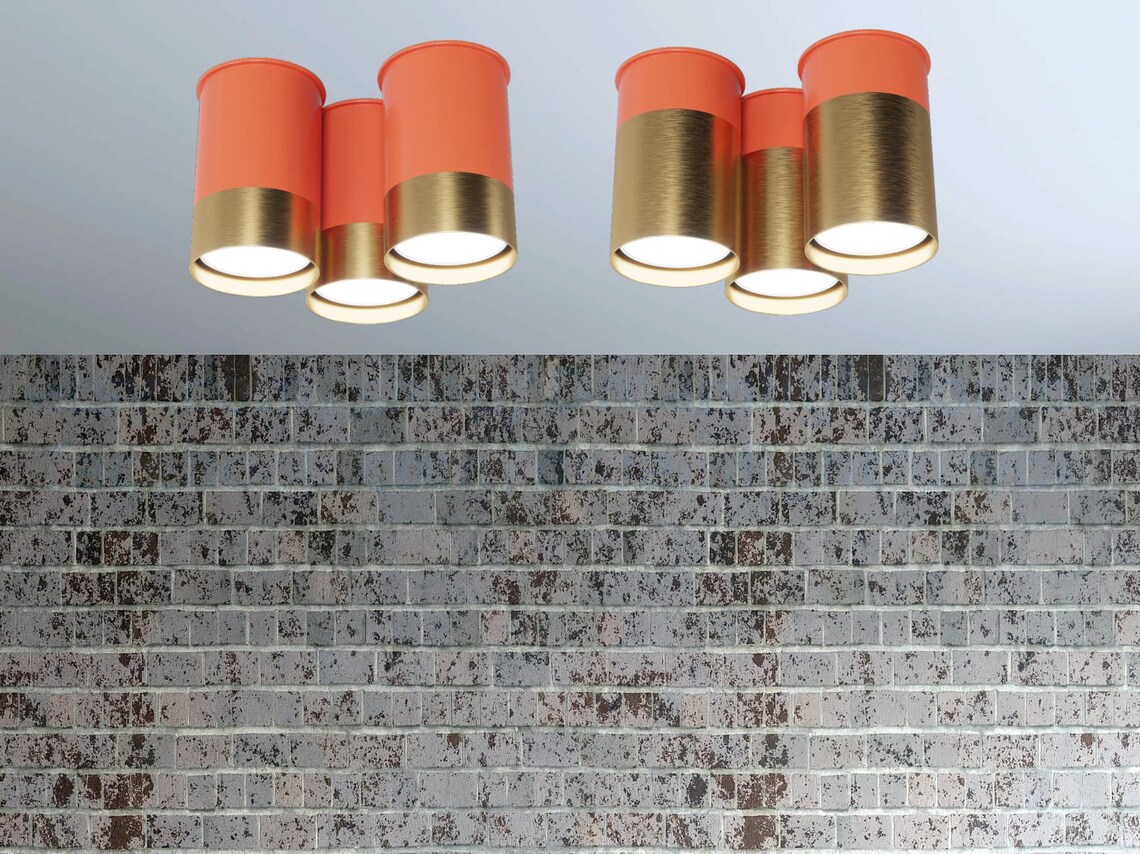 Coral Color Ceiling Light Fixture Flush Mount Pipe Brass - Etsy