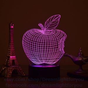 Apple 3D Night Lamp Illusion Light LED Night Light Mac Desk Lamp ...