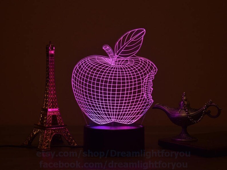 Apple 3D Night Lamp Illusion Light LED Night Light Mac Desk | Etsy