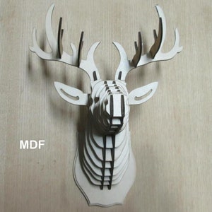 Big Deer Head Cardboard Animal Head 3D Puzzle Animal Head MDF Deer Head ...