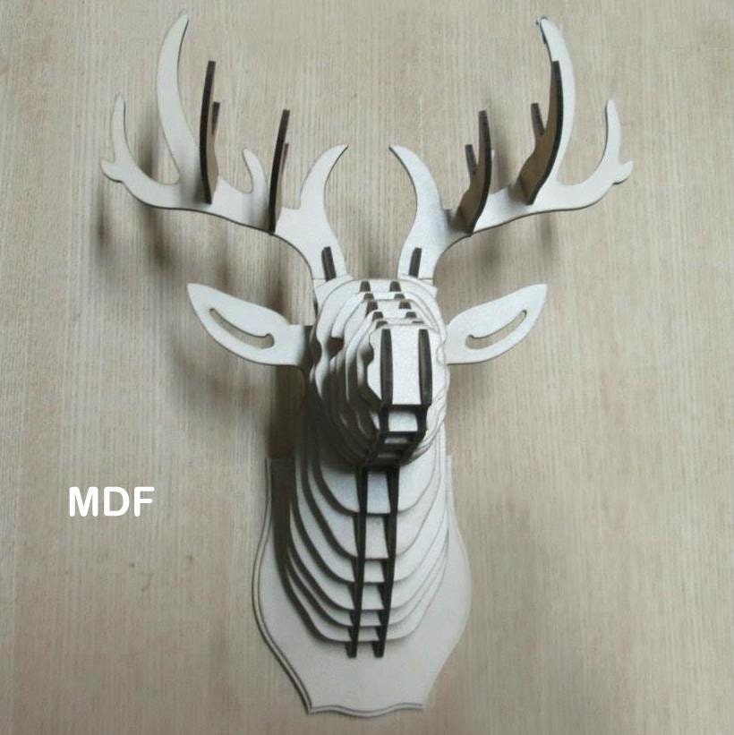 Big Deer Head Cardboard Animal Head 3D Puzzle Animal Head MDF - Etsy