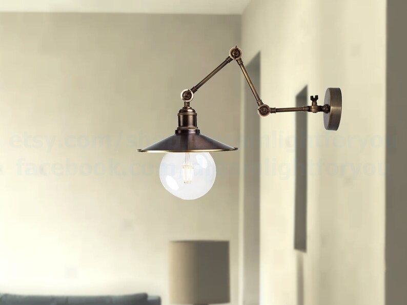 Swing Arm Sconce Golden Brass Adjustable Sconce Swivel Arm - Etsy