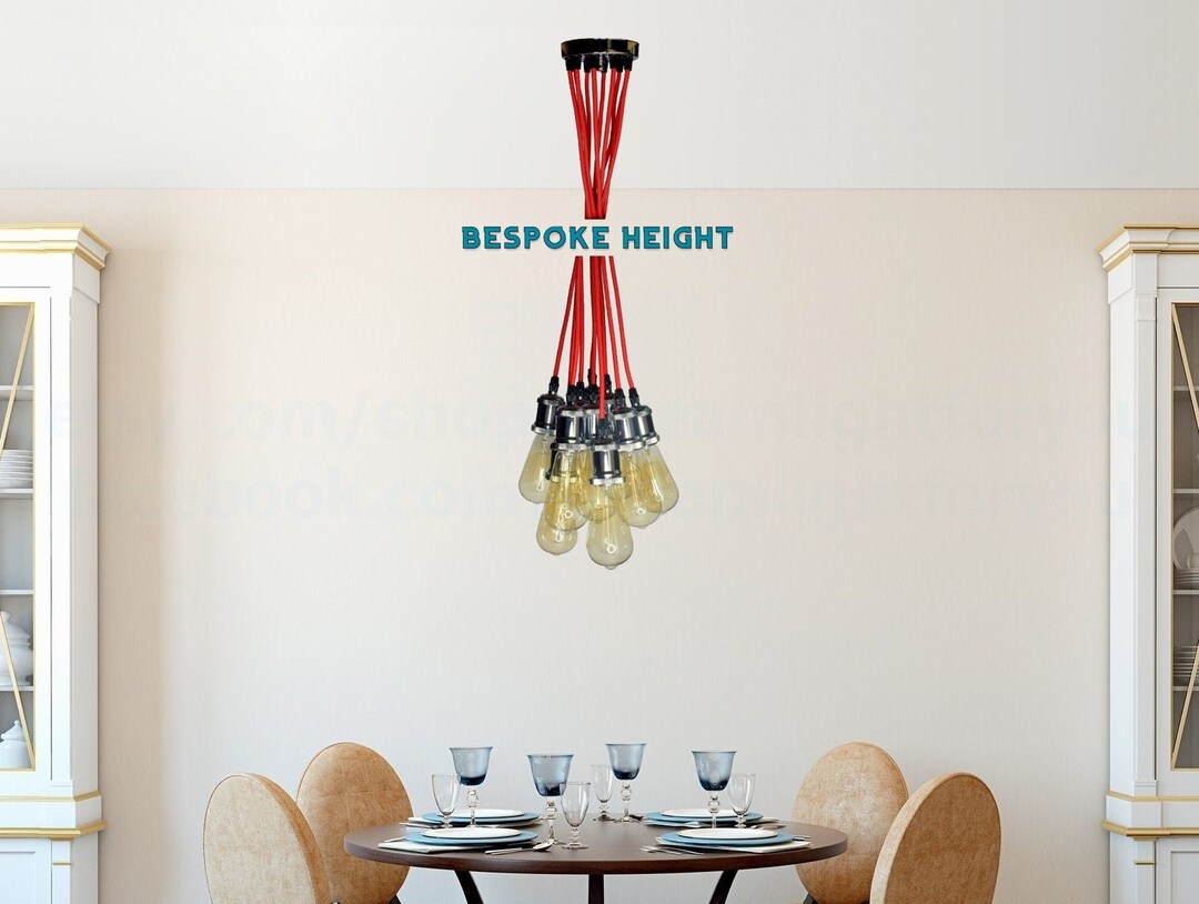 Chrome Chandelier Light Bespoke Cluster 10 Pendant Lights Bare Bulb ...
