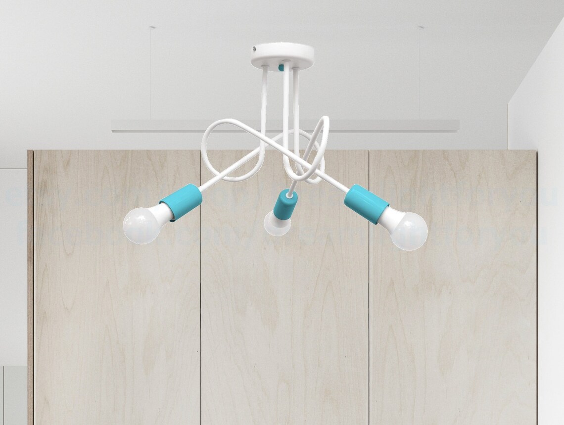 Triple Light Semi Flush Fixture Black-chrome Triple Ceiling | Etsy