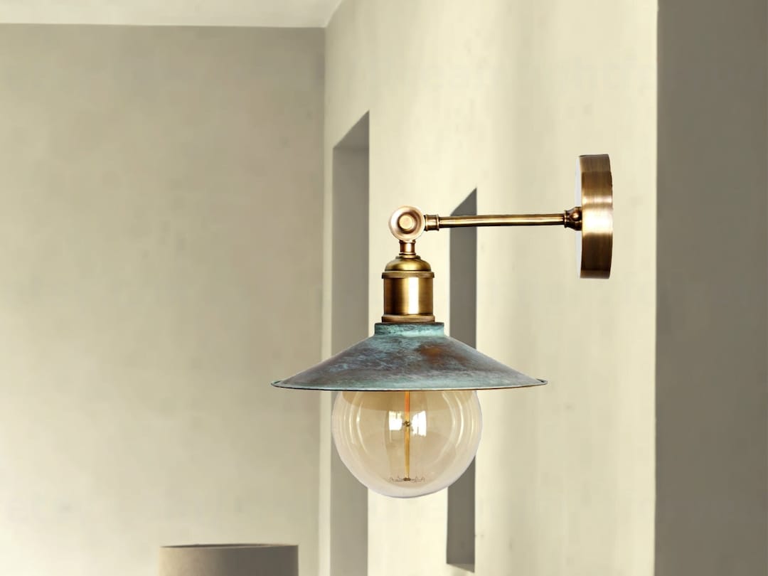 Green Patina Brass Sconce Brass Light Fixture Green Sconce Light ...