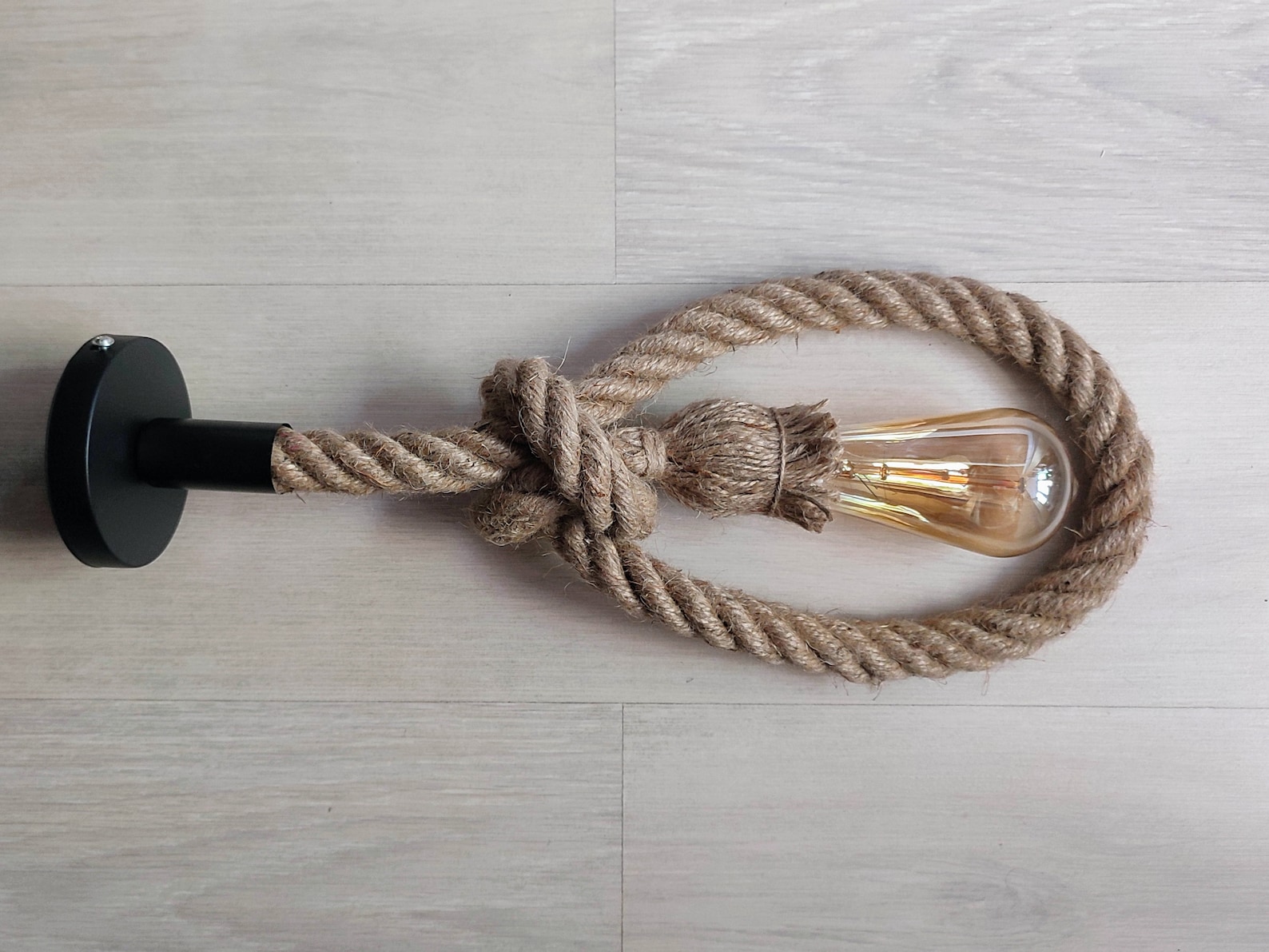Hemp Rope Pendant Light With Knot Nautical Lighting Manila Rope Lamp ...