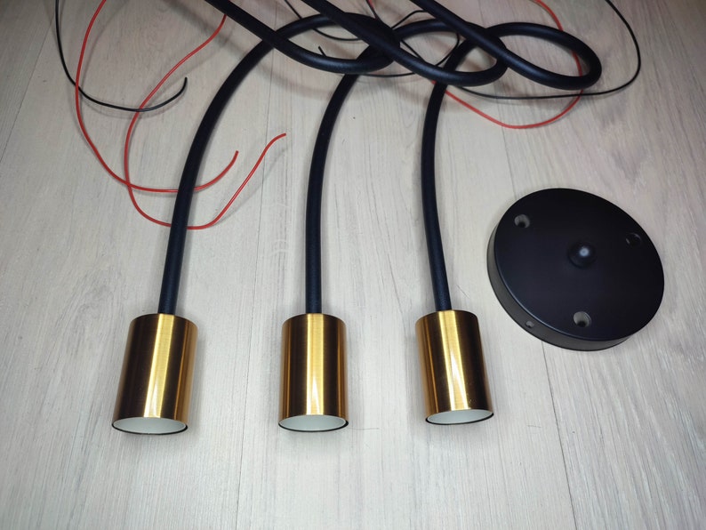 Black Copper Triple Ceiling Light Fixture Triple Light Semi - Etsy