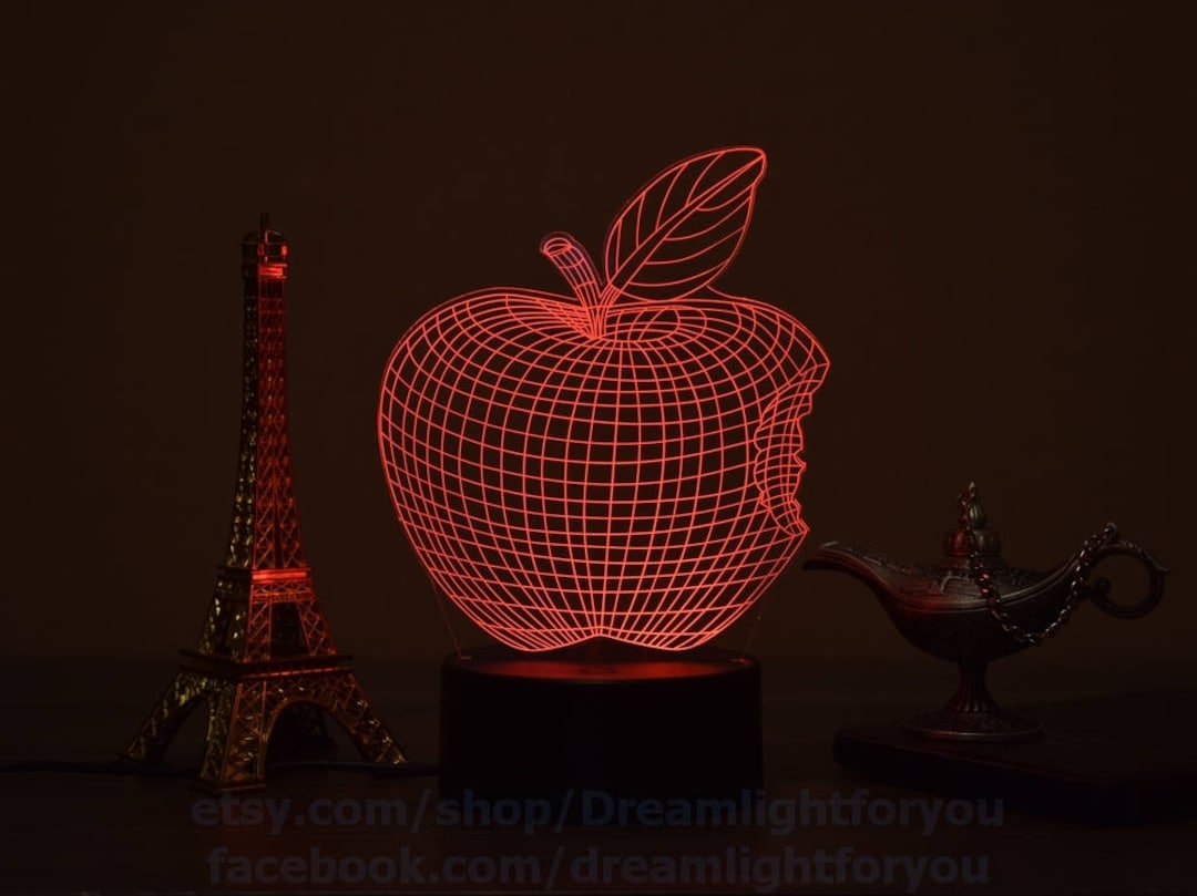 Apple 3D Night Lamp Illusion Light LED Night Light Mac Desk Lamp ...