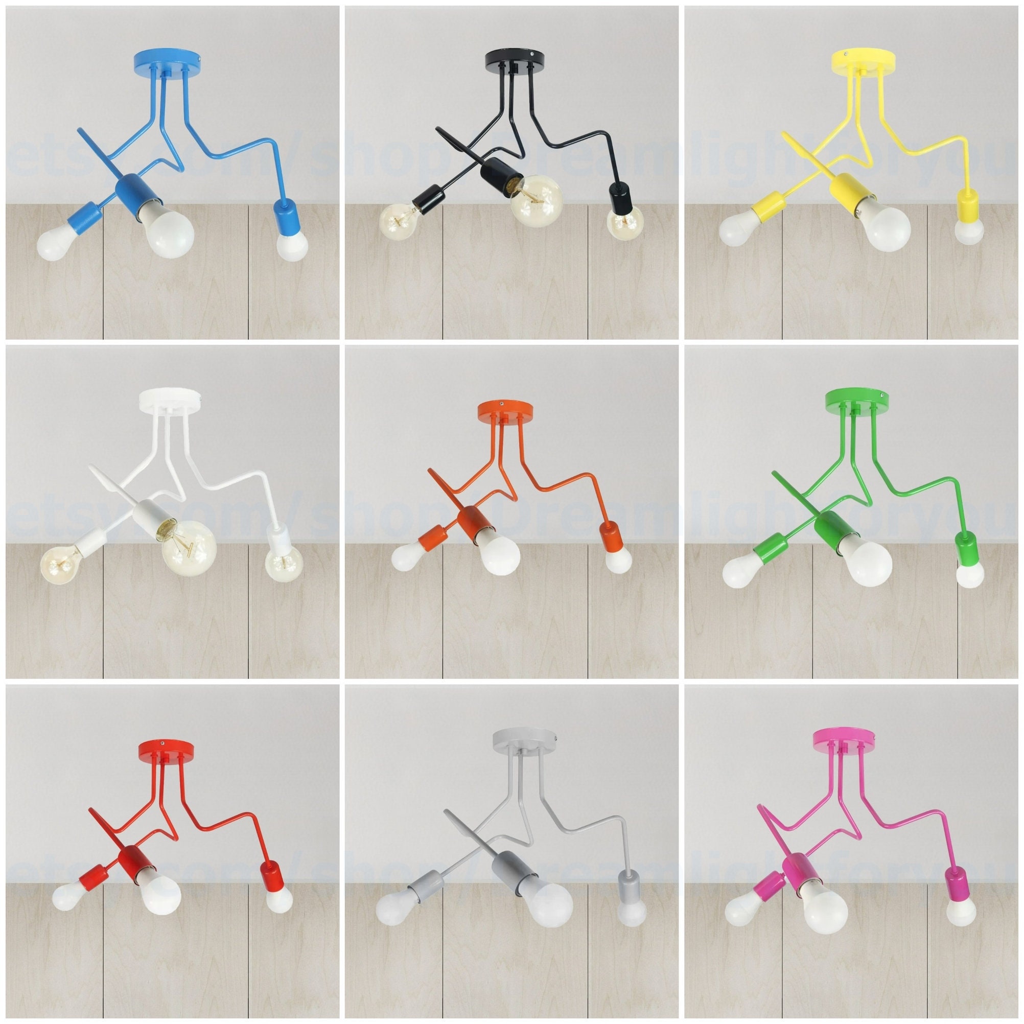 Colored Semi Flush Mount Ceiling Light Nursery Light 4-light Colored ...