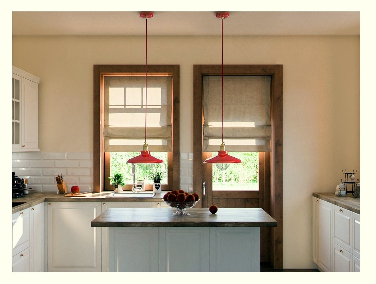 Red Pendant Light Kitchen Island Pendant Lighting Dine Room Light ...